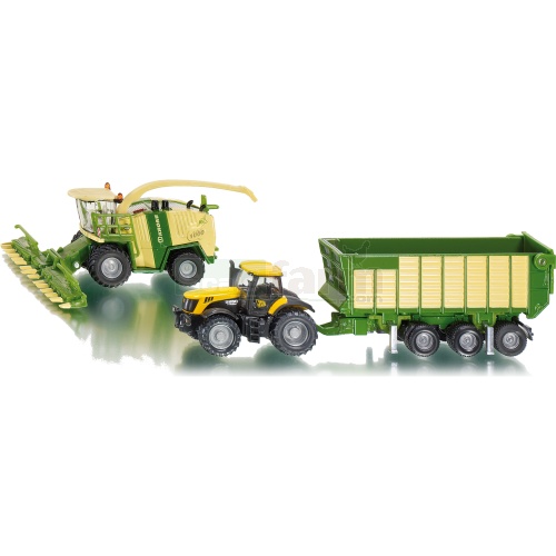 SIKU 1812 - Krone Big X Harvester, JCB 8250 Tractor and Trailer Set